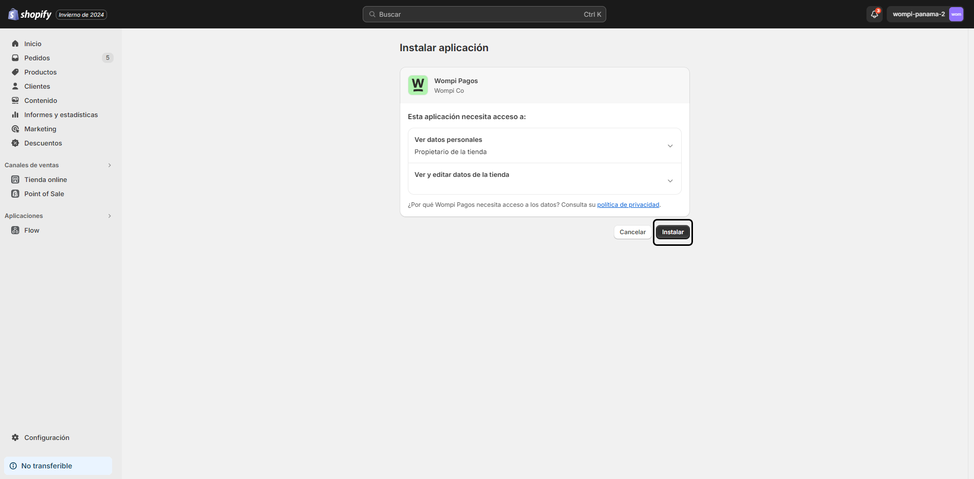 Shopify | Wompi Docs