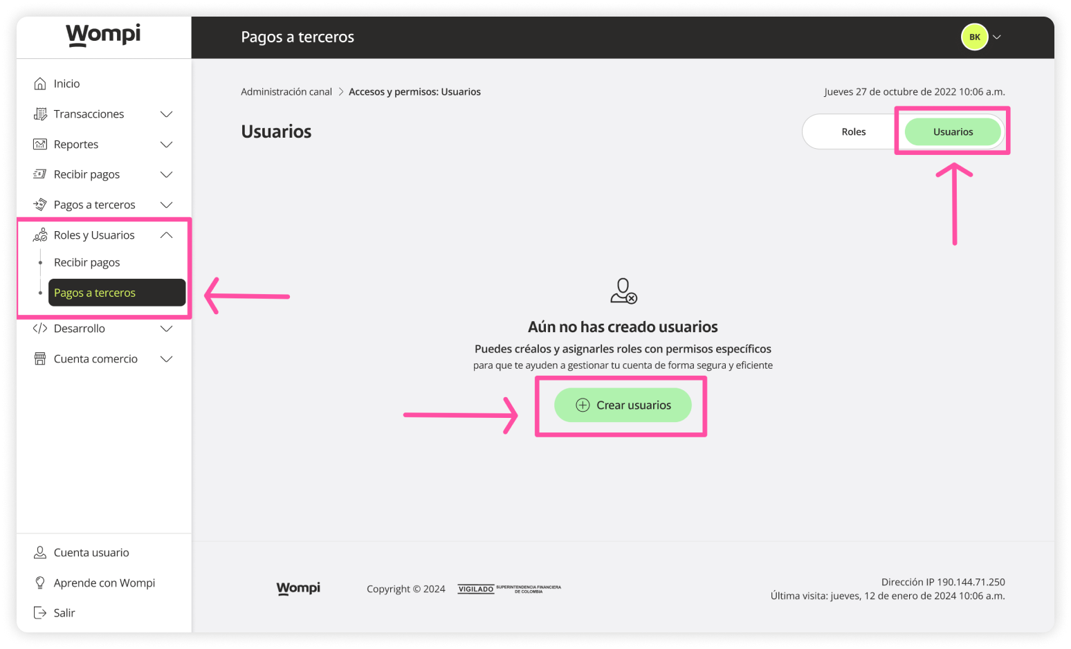 Initial setup to make your first payment | Wompi Docs