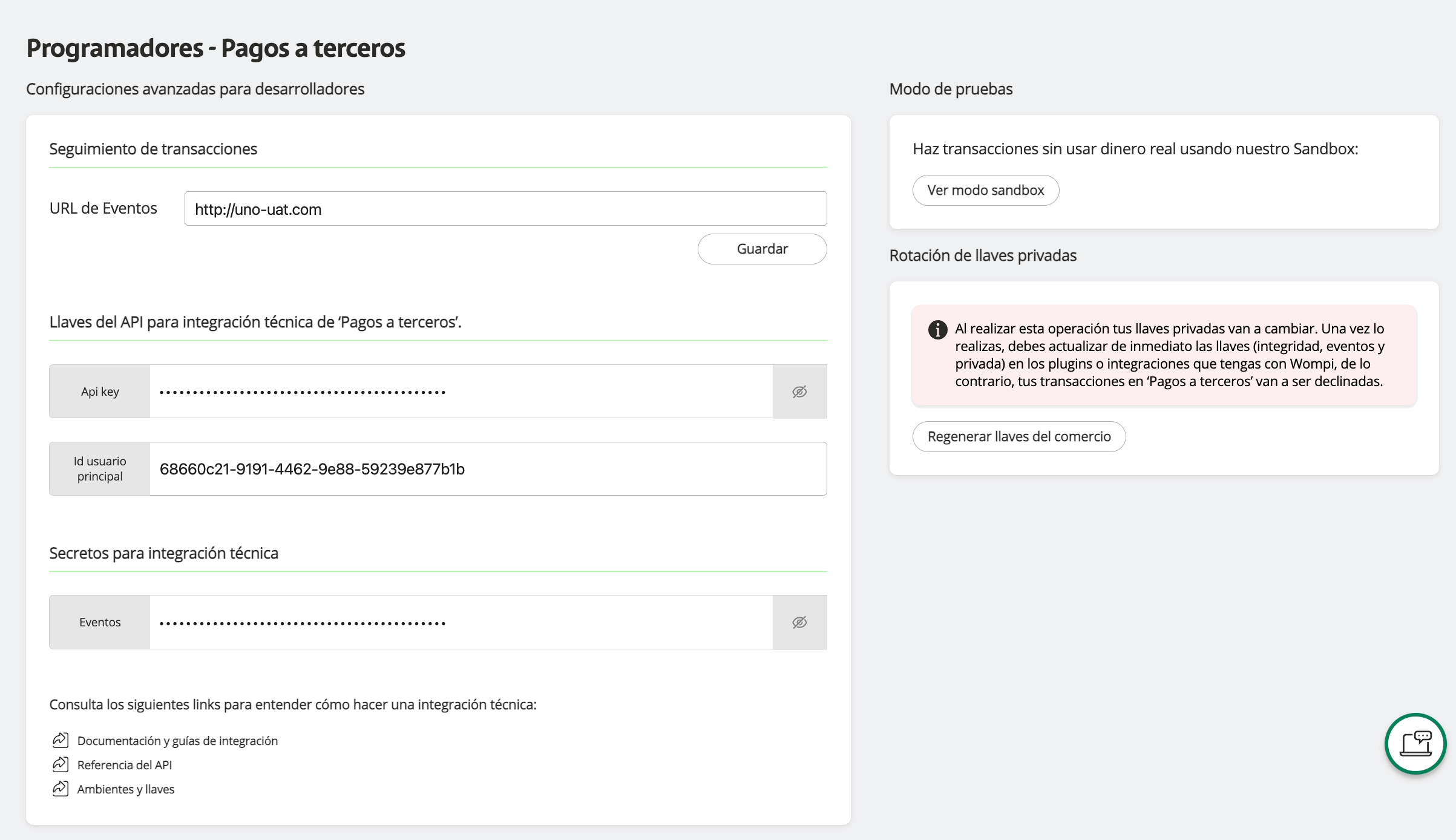 Sandbox environment | Wompi Docs