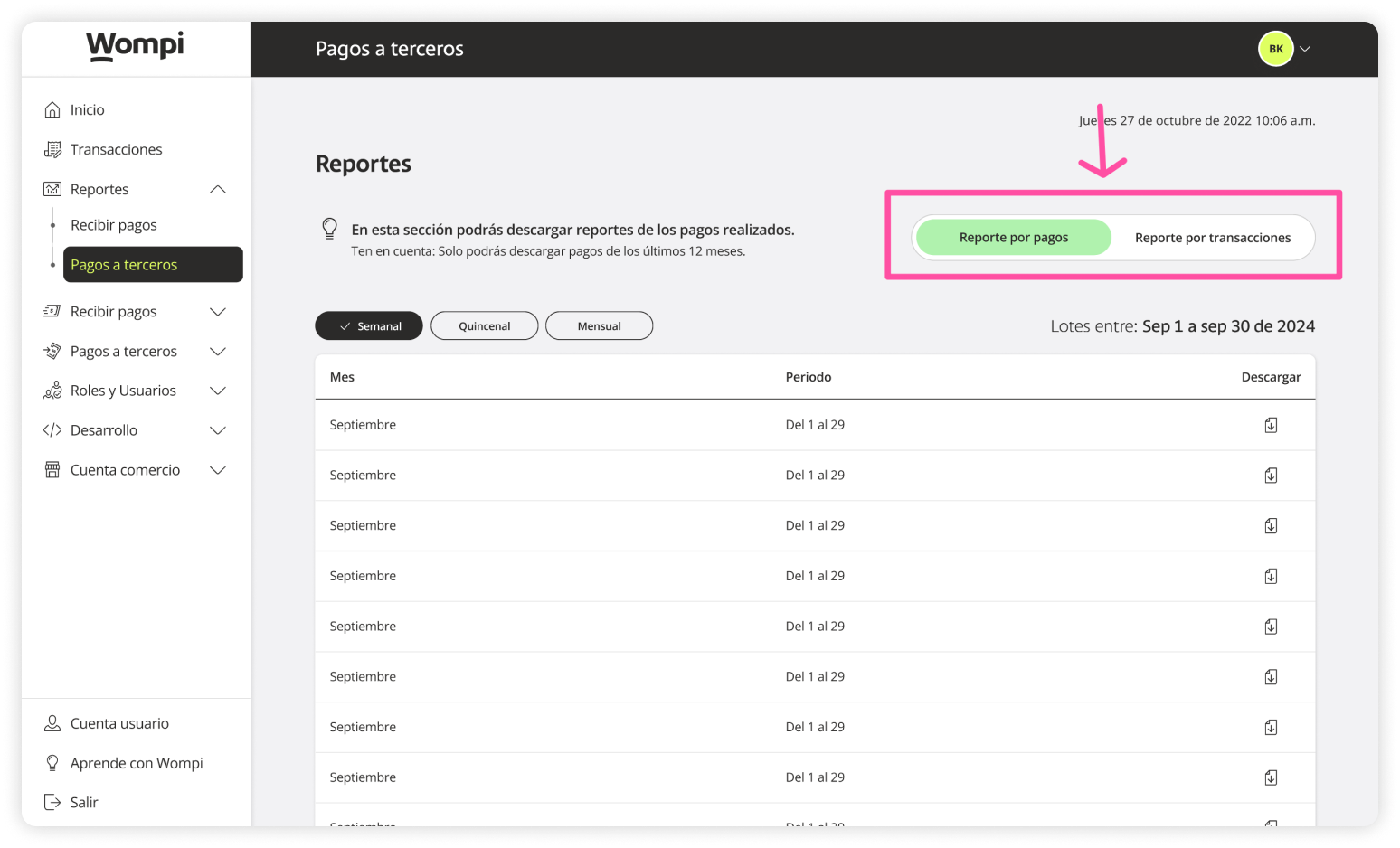 Transaction Reports | Wompi Docs