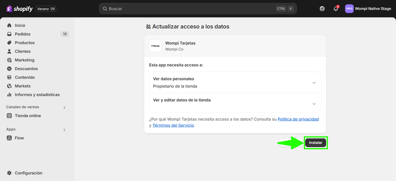 Shopify | Wompi Docs