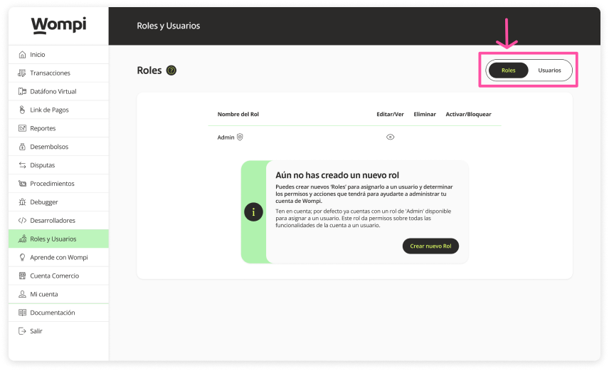 Roles | Wompi Docs